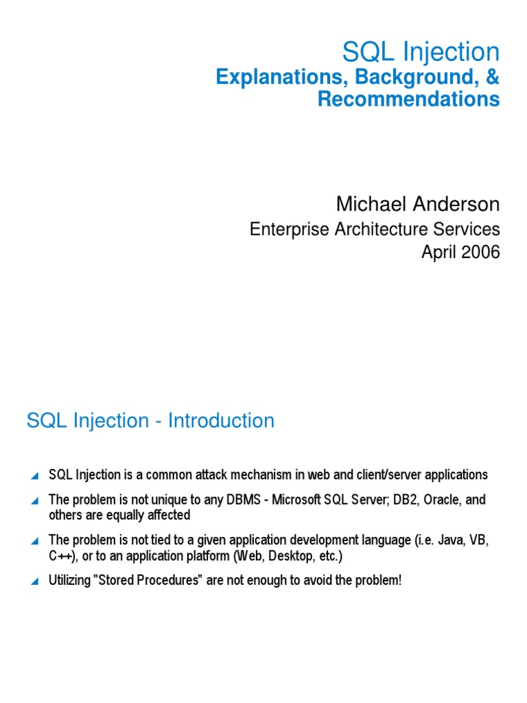 2006-04-13 - SQL Injection | PDF | Sql | Databases
