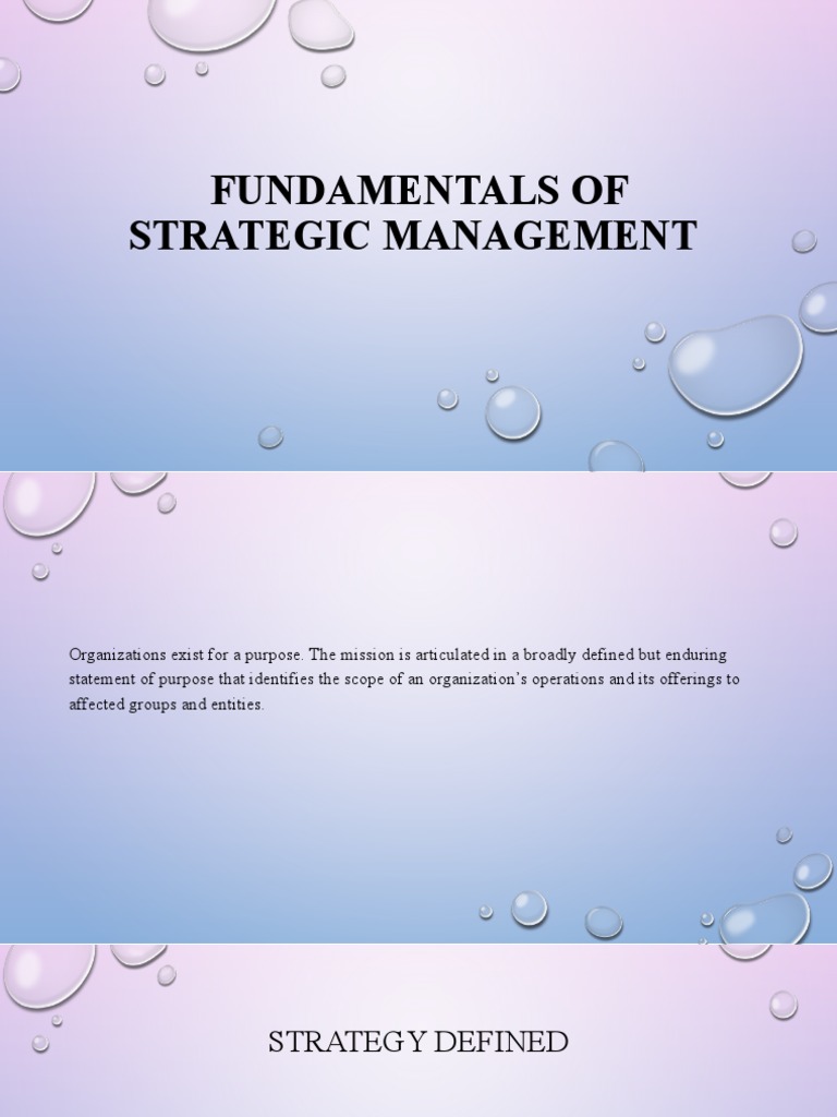 Fundamentals of Strategic Management | PDF | Strategic Management ...