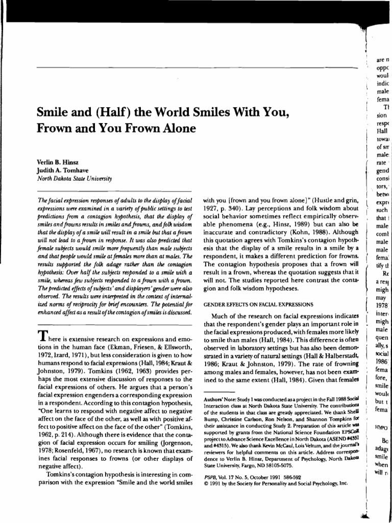 Smile (Half) World Smiles You, Frown You Frown Alone: and With and ...