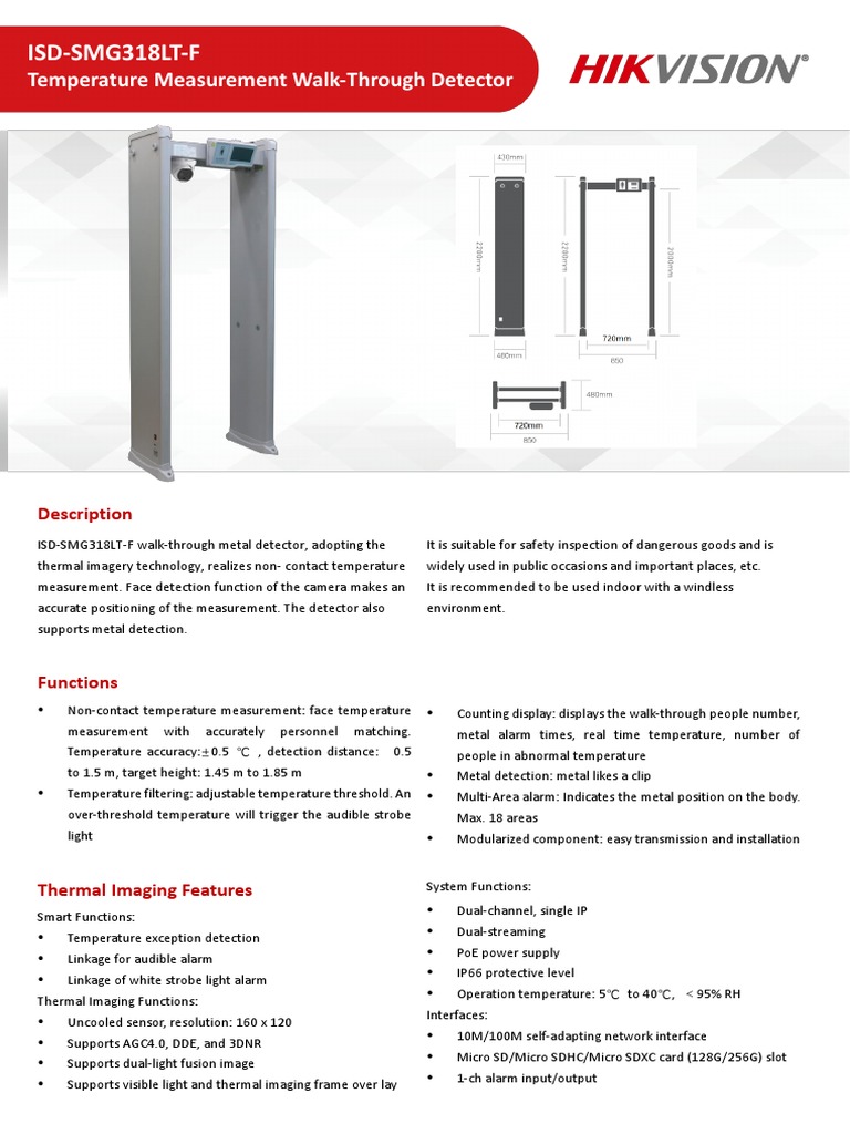 ISD-SMG318LT-F Walk-Through Metal Detector PDF | PDF | Thermography | Sensor
