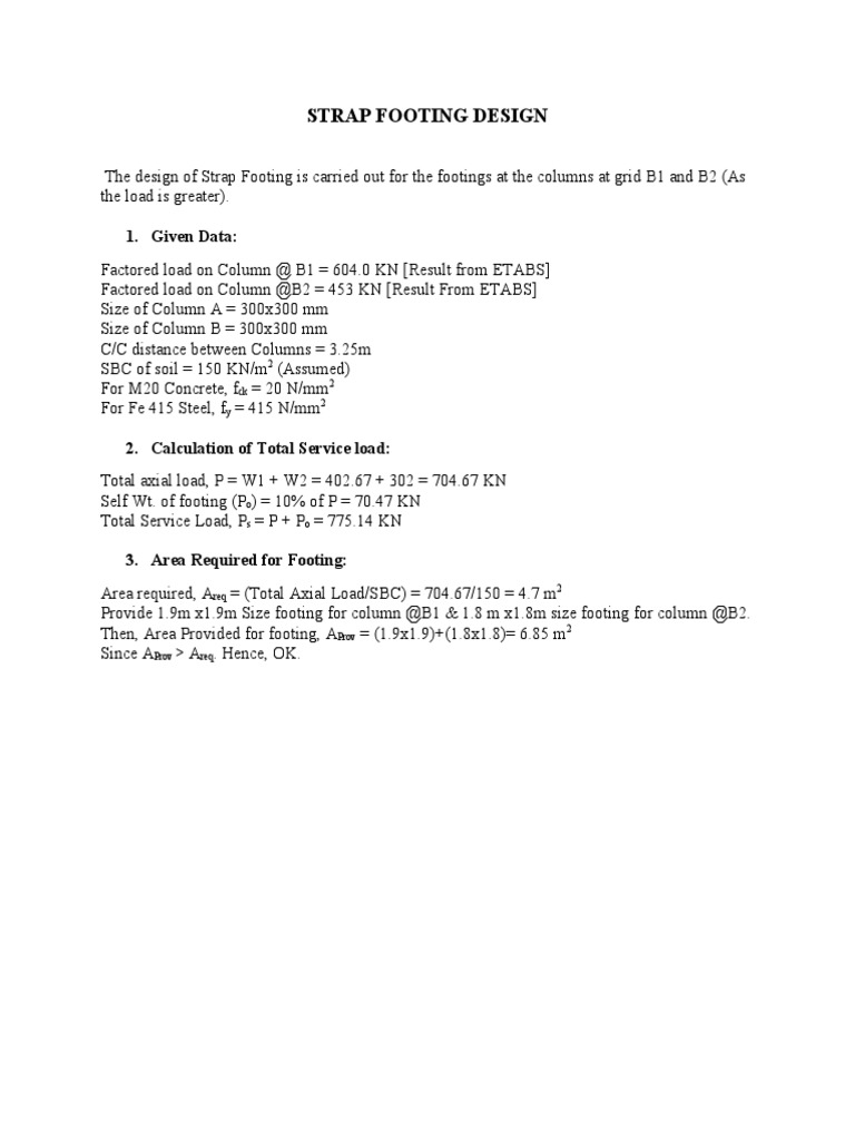 STRAP FOOTING DESIGN FOR MULTI-STOREY BUILDING | PDF | Bending | Beam ...