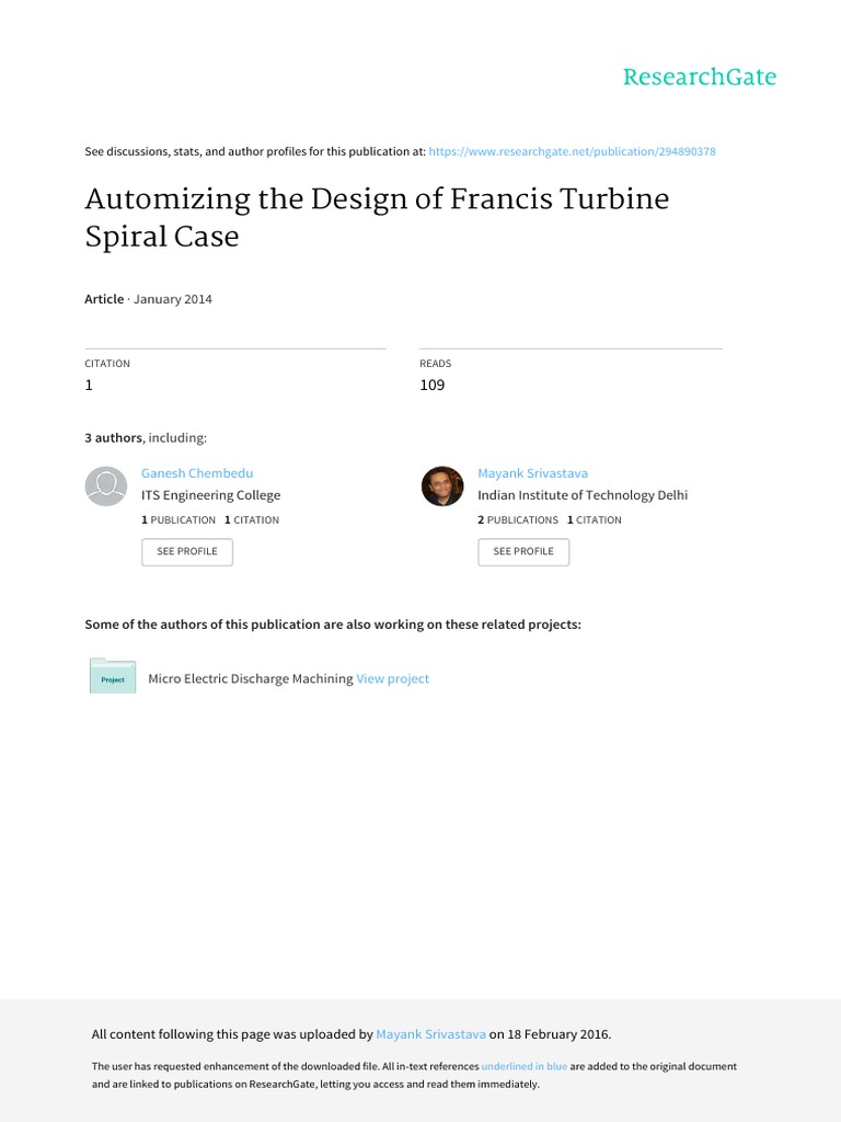 Automizing The Design of Francis Turbine Spiral Casing | PDF | Turbine ...