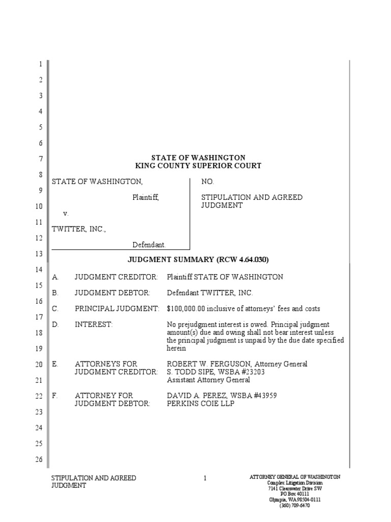 Signed Twitter Judgment PDF | PDF | Judgment (Law) | Lawsuit
