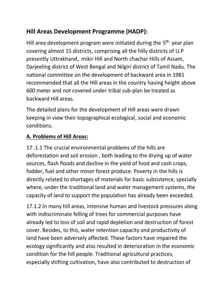 Hill Areas Development Programme (HADP) | PDF | Agriculture ...