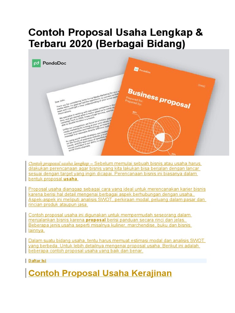 Contoh Proposal Usaha Lengkap | PDF