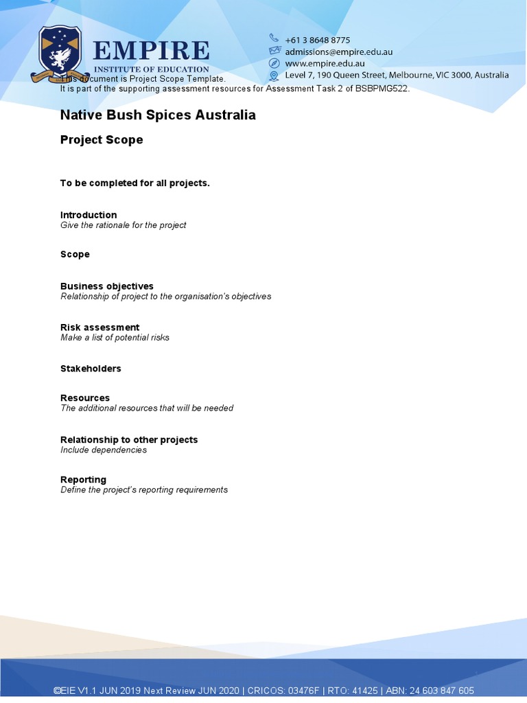 Native Bush Spices Australia: Project Scope | PDF