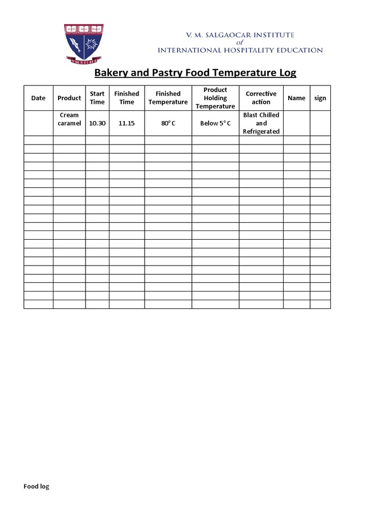 15 Food Temperature Log | PDF