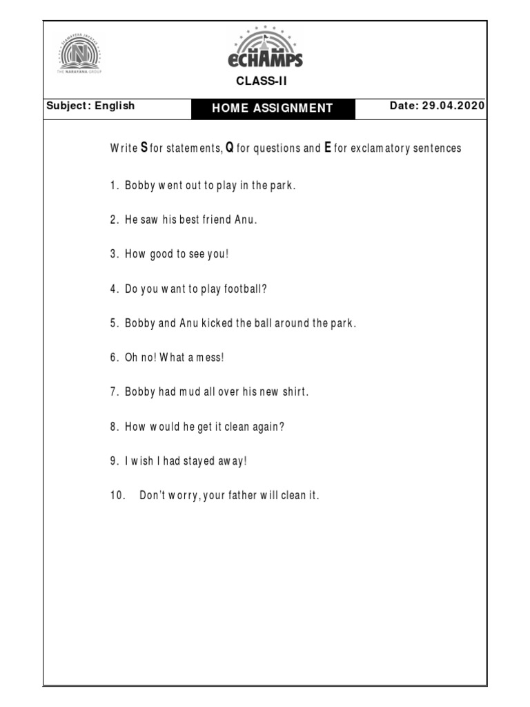 Class 2 Worksheet No