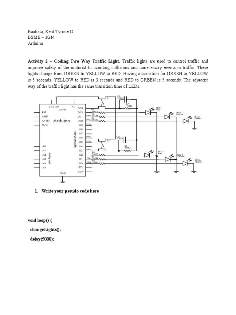 Arduino Traffic Light Code | PDF | Traffic Light | Input/Output