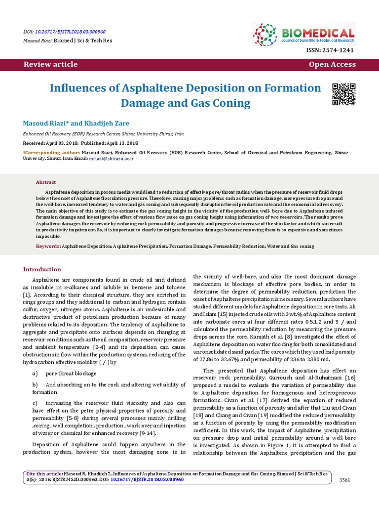 3 - Influences of Asphaltene Deposition On Formation Damage PDF | PDF ...