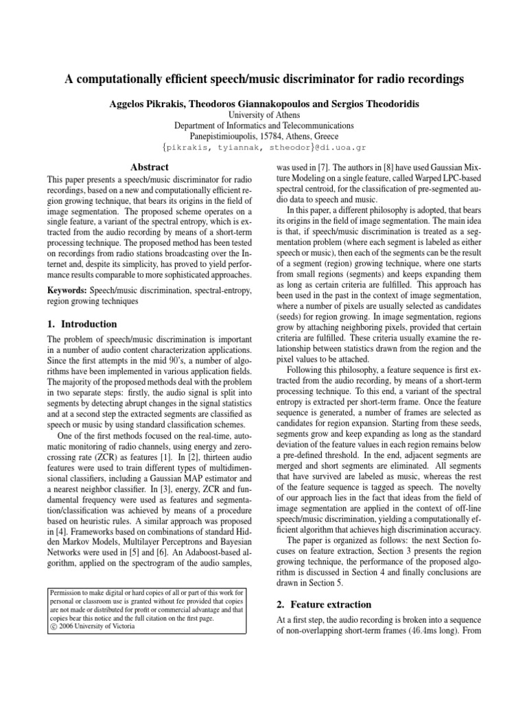 A Computationally Efficient Speech/music Discriminator For Radio ...