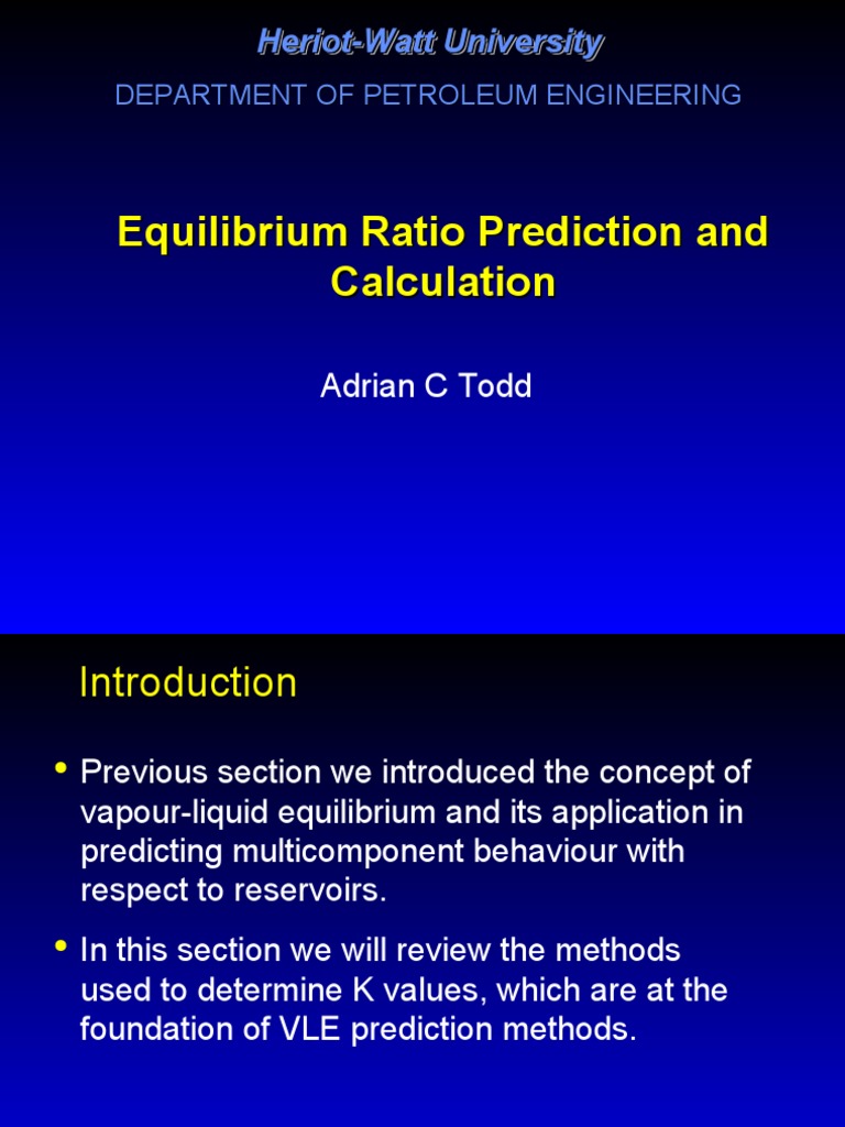 Equilibrium Ratio Prediction and Calculation | PDF | Continuum ...