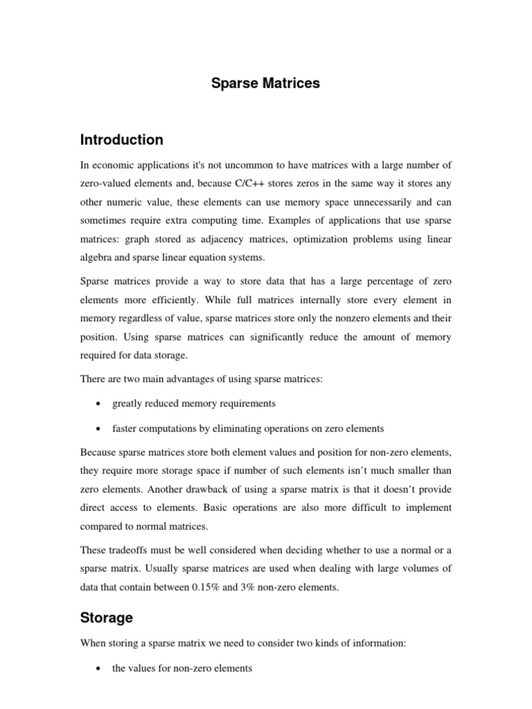 Sparse Matrices | PDF | Matrix (Mathematics) | Linear Algebra