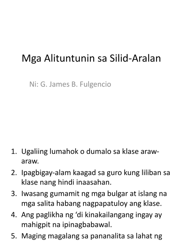 Mga Alituntunin Sa Silid-Aralan | PDF