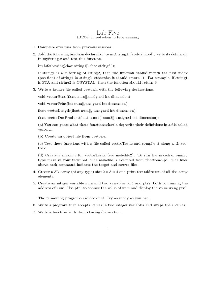 Lab5 ReadMe PDF | PDF | Array Data Structure | Subroutine