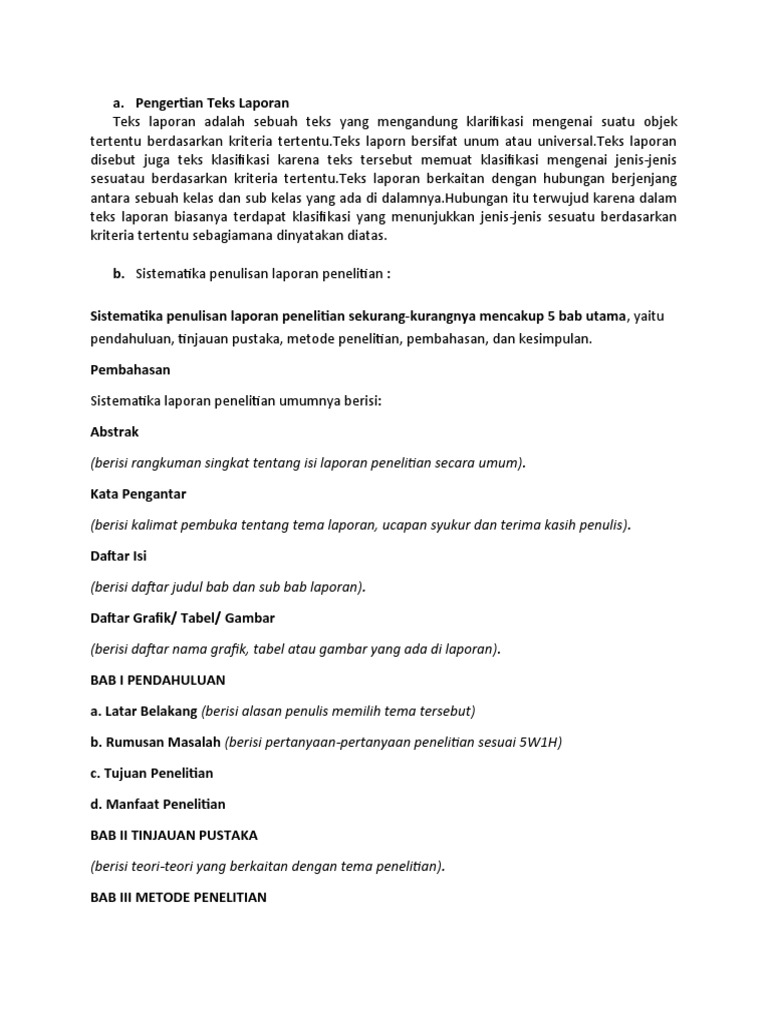 Pengertian Teks Laporan | PDF