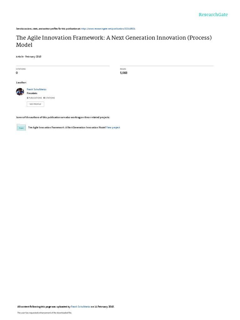 The Agile Innovation Framework: A Next Generation Innovation (Process ...
