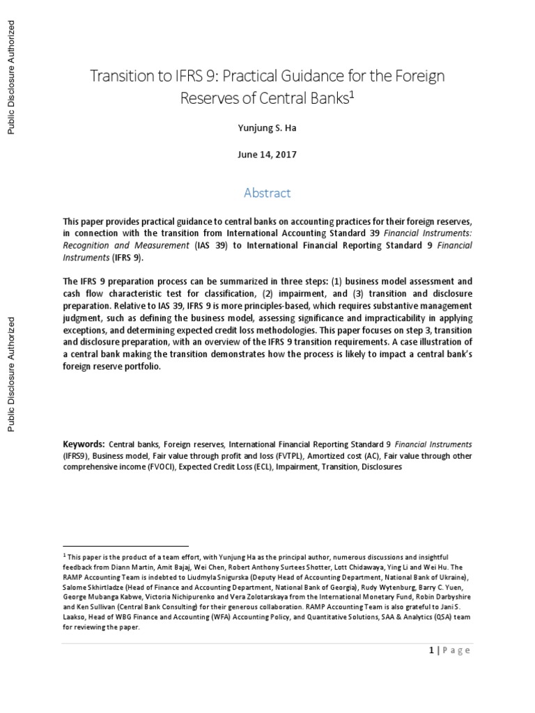 Transition To IFRS 9 Practical Guidance | PDF | Historical Cost ...