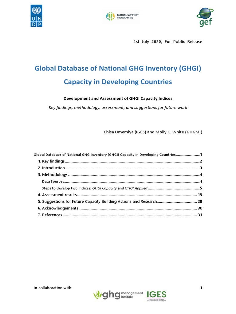 Final Global Ghgi Capacity Indices | PDF | Intergovernmental Panel On ...