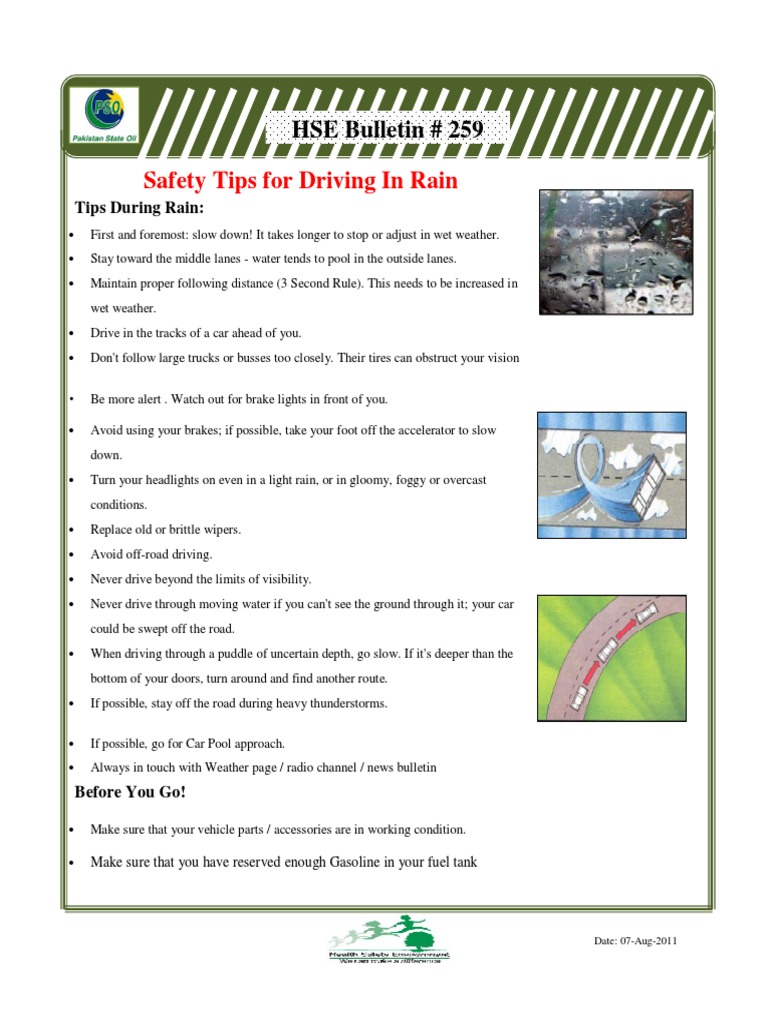 Safety Tips For Driving in Rain PDF | PDF