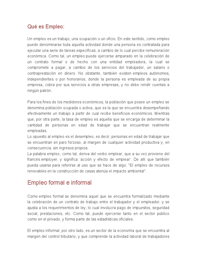 Qué Es Empleo | PDF | Desempleo | Ciencias sociales