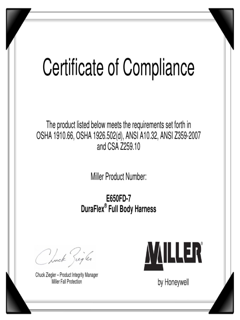 OSHA-Compliant Full Body Harness Certificate | PDF