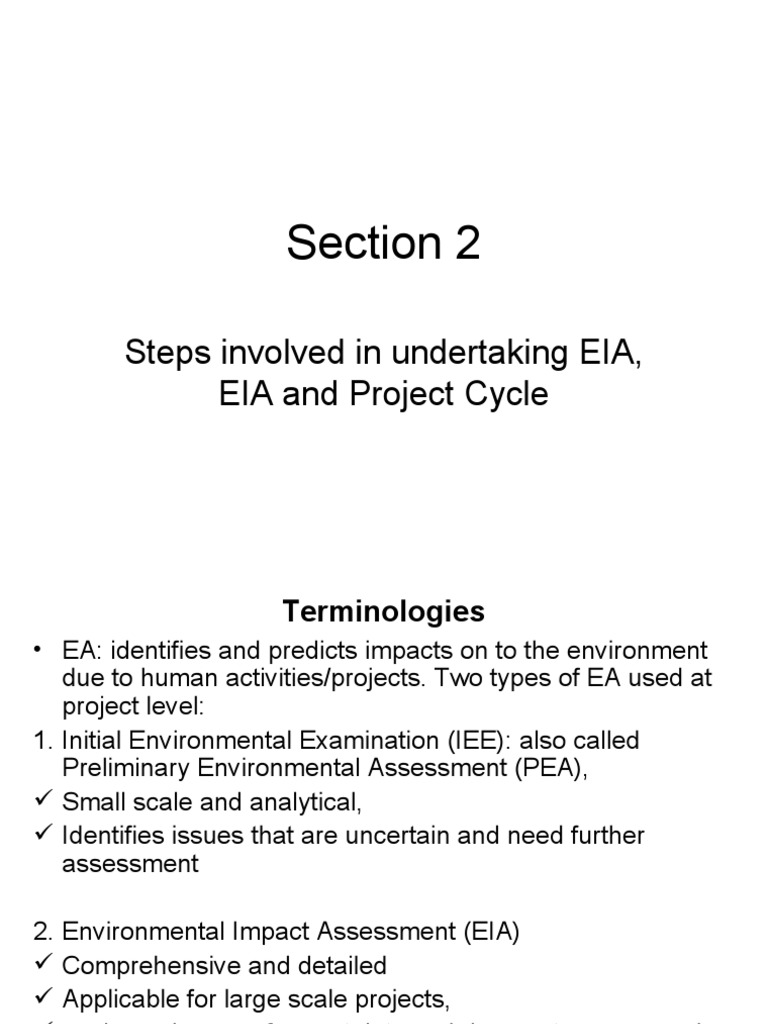 Section 2: Steps Involved in Undertaking EIA, EIA and Project Cycle ...
