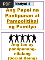 Final ESP-G8-1Q Module 4 Ang Papel Na Panlipunan at Pampolitikal NG Pamilya | PDF