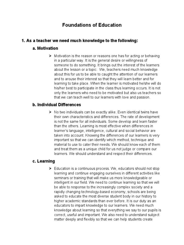 Foundations of Education | PDF | Bullying | Learning