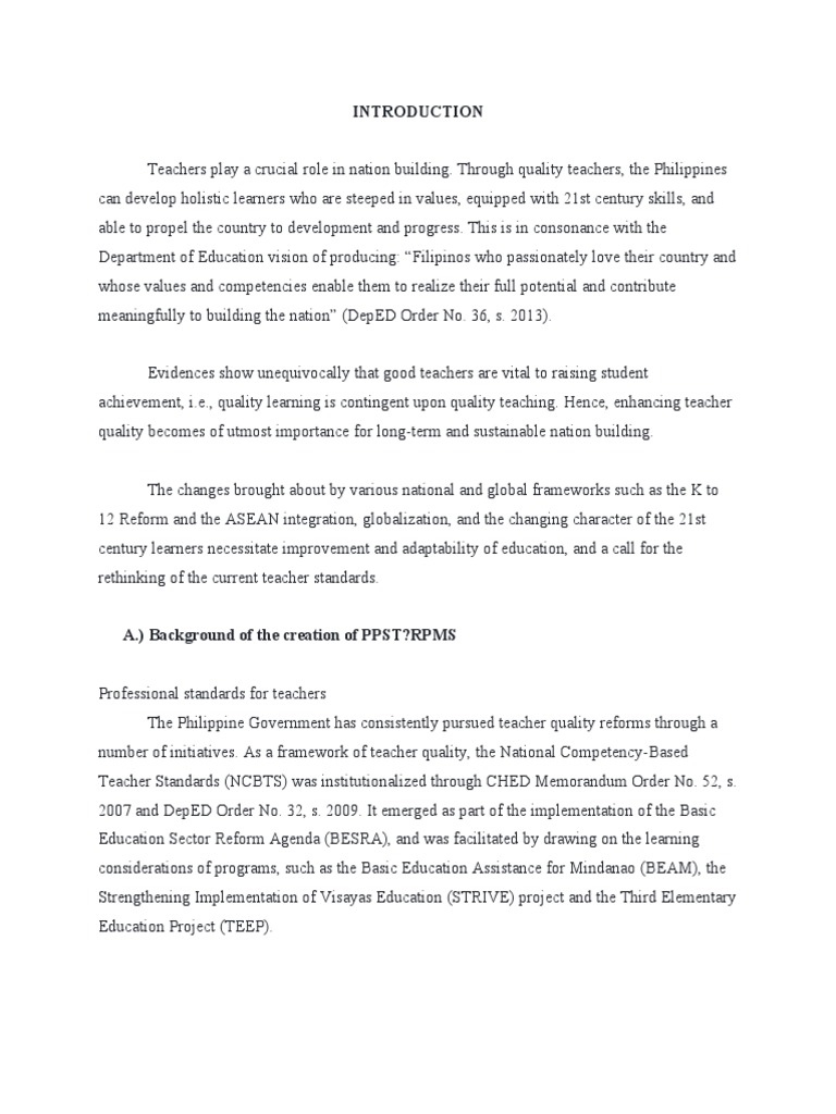 Overview of the Philippine Professional Standards for Teachers | PDF ...