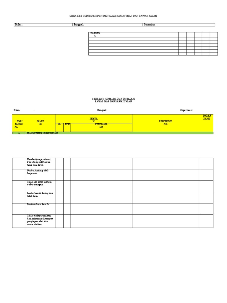 Supervisi IPCN Fasilitas Kesehatan | PDF