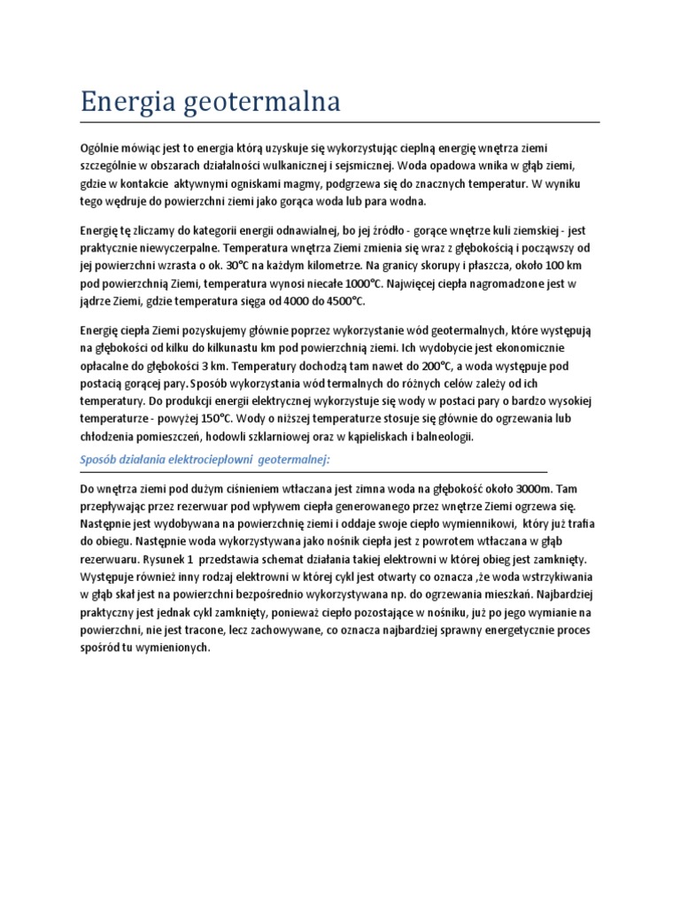 Energia Geotermalna | PDF