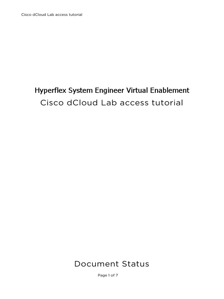 Cisco Dcloud Lab Access Tutorial For HyperFlex Virtual Enablement | PDF ...