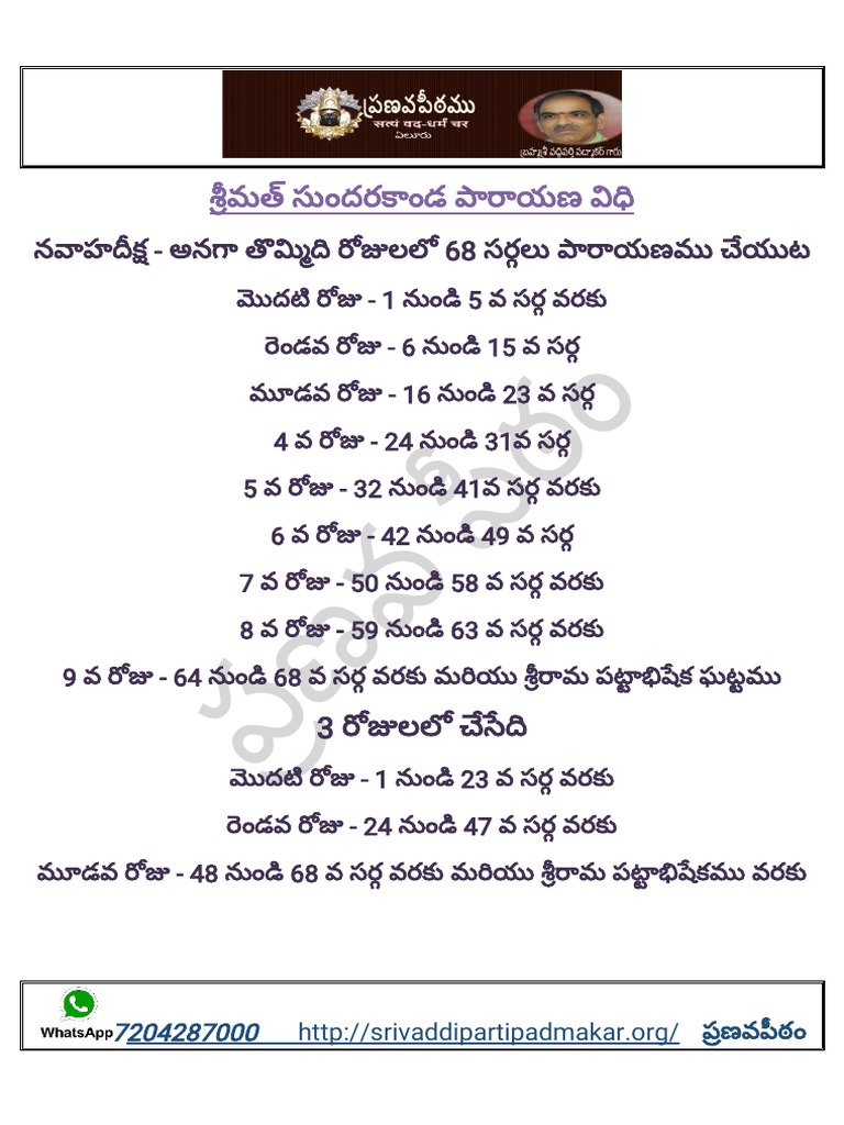 Sundarakanda Parayana Vidhi | PDF