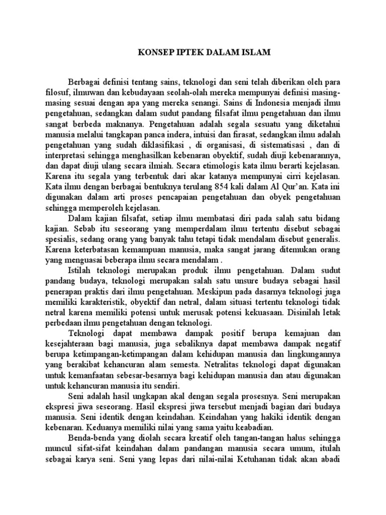 Konsep Iptek Dalam Islam | PDF