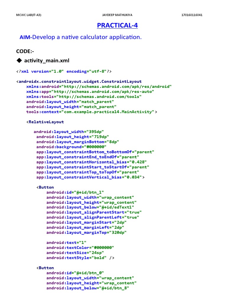 Practical-4: Develop A Native Calculator Application | PDF | Embedded Linux Distributions ...