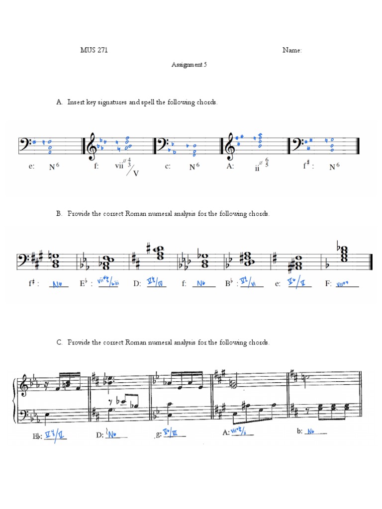 Music Theory Chord Analysis Tasks | PDF