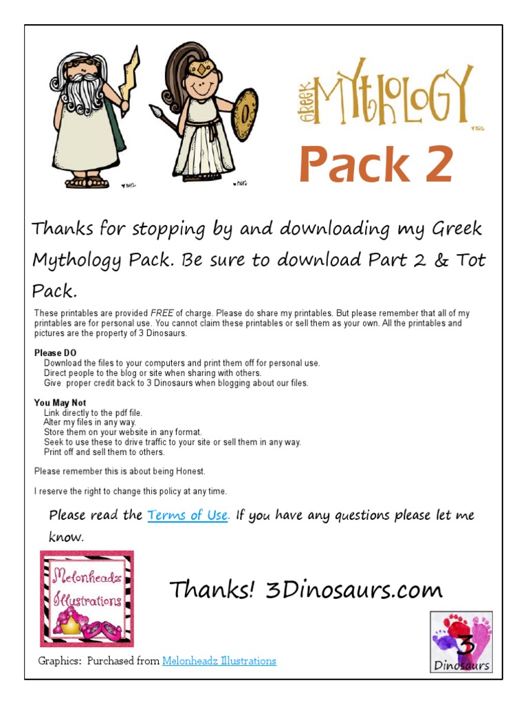 Pack 2: Thanks For Stopping by and Downloading My Greek Mythology Pack ...