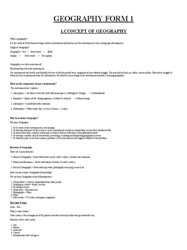 Geography Form 1 Notes - ElimuTanzania PDF | PDF | Natural Satellite ...