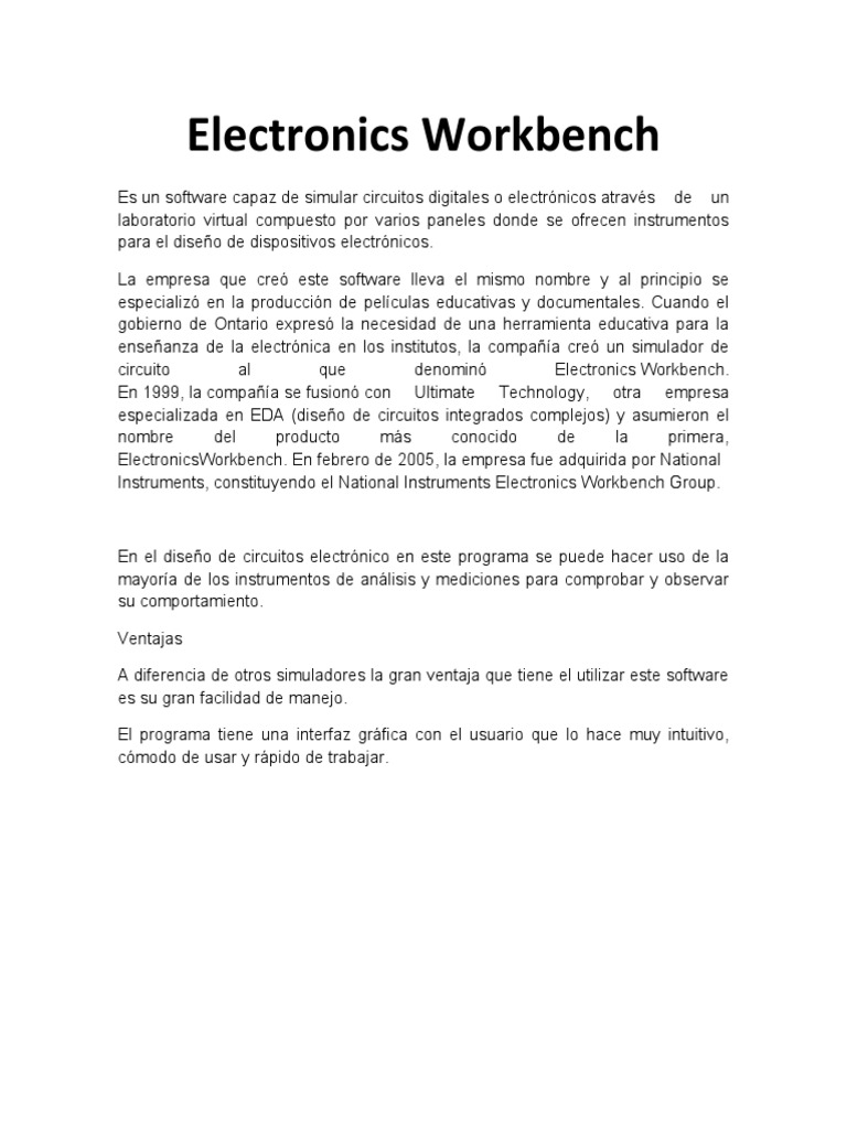 Simulador de Circuitos Electronics Workbench | PDF | Arte | Informática