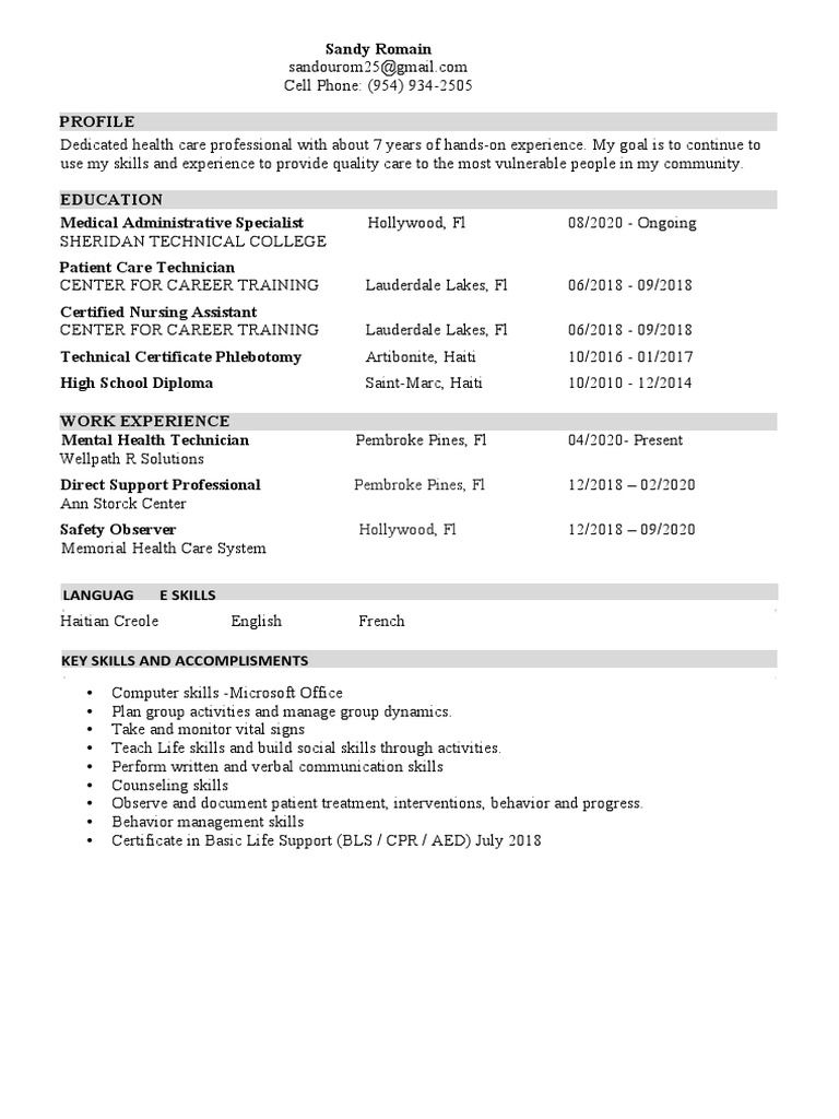 Sandy Romain Working Resume 2 | PDF | Career & Growth