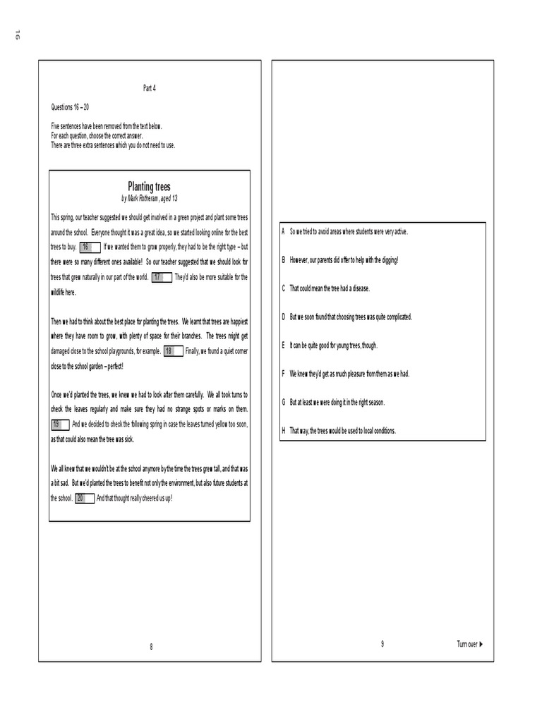 Planting Trees: Questions 16 - 20 | PDF | Trees | Plants