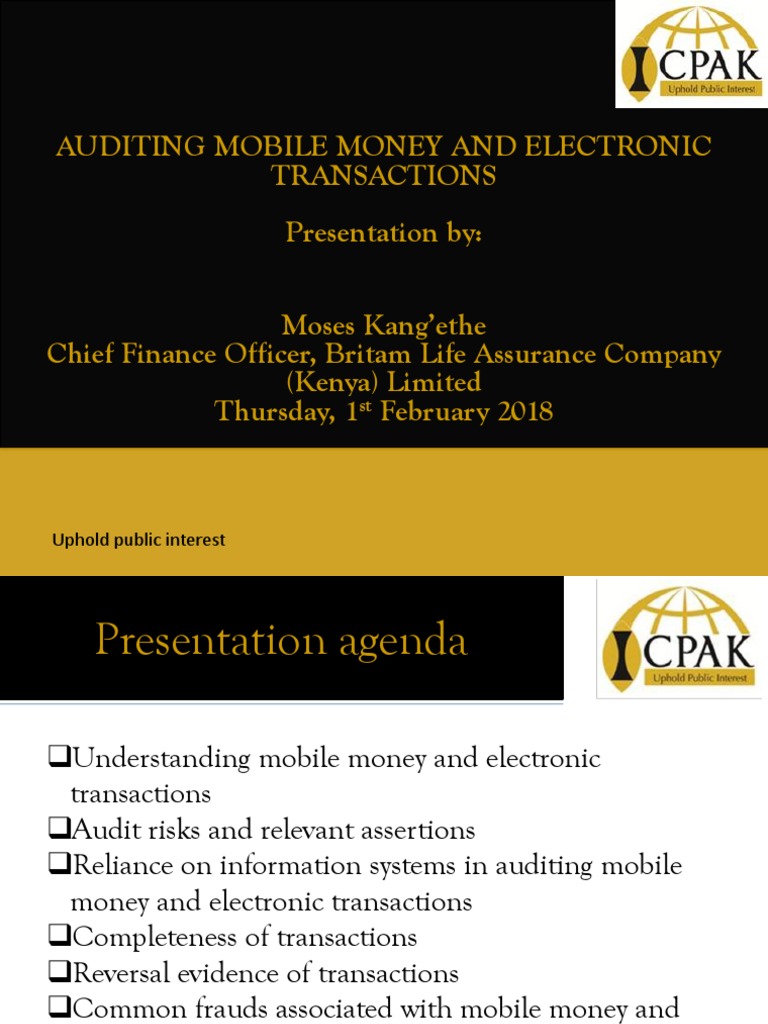 Auditing Mobile Money Electronic Transactions by Mr. Moses Kangethe | PDF | Audit | Fraud