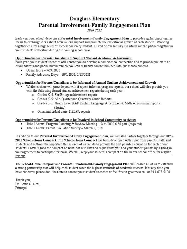 Parental Engagement Plan 2020-21 | PDF | Elementary And Secondary ...
