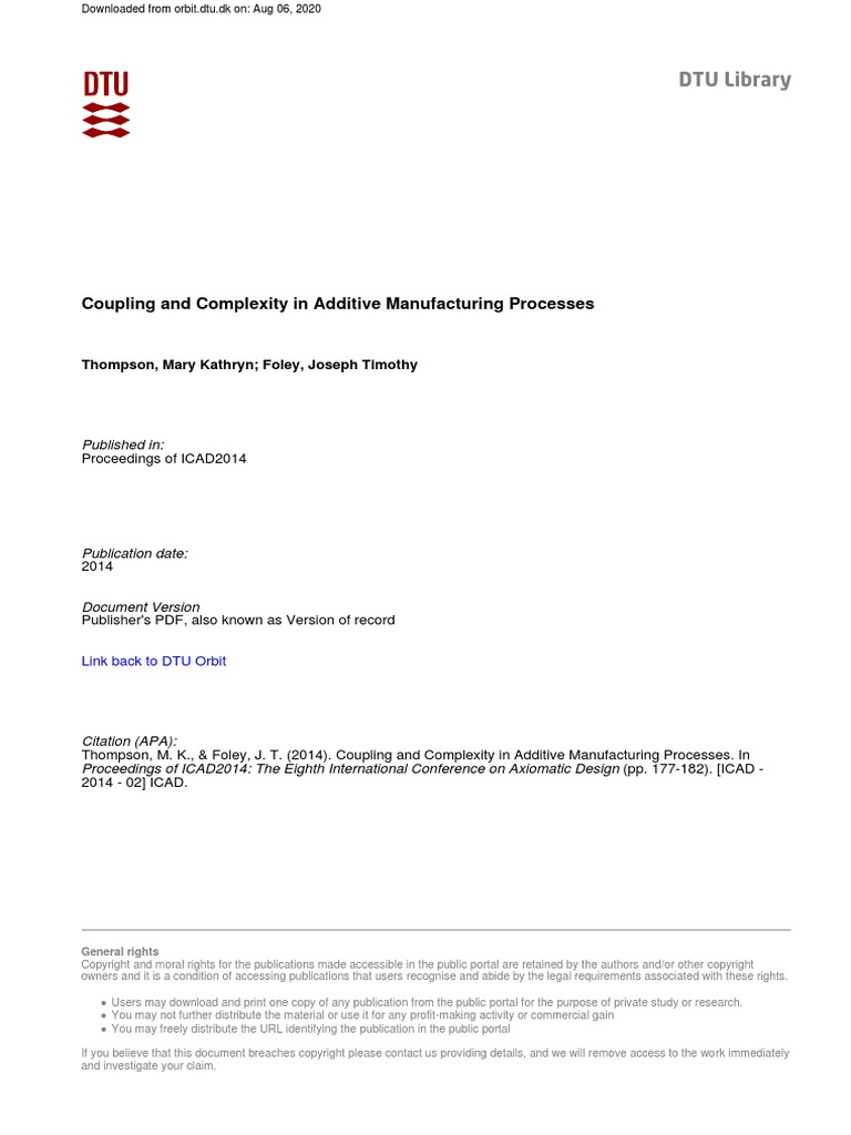 5 Thompson Coupling and Complexity Final PDF | PDF | 3 D Printing ...