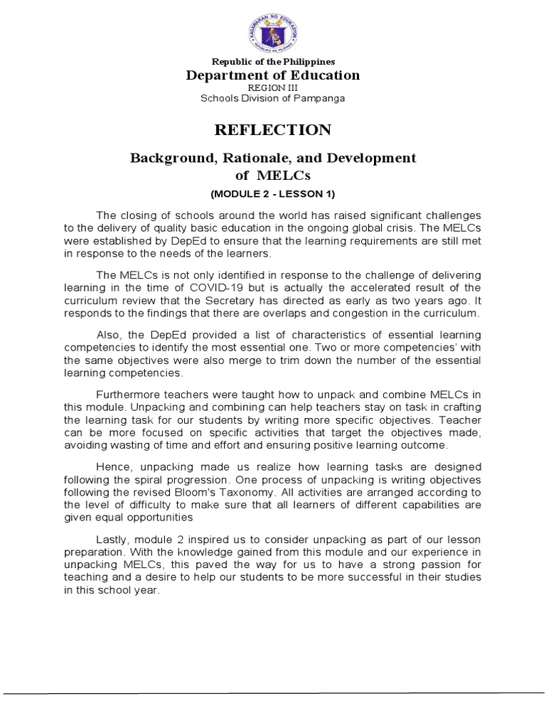 MELCs Reflection and Teaching Strategies | PDF