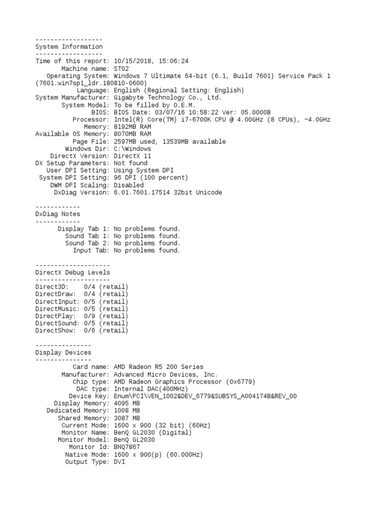 Dxdiag | PDF | Codec | Device Driver