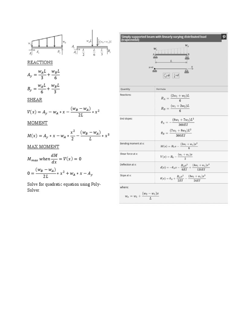 Triangular Beam Equations | PDF