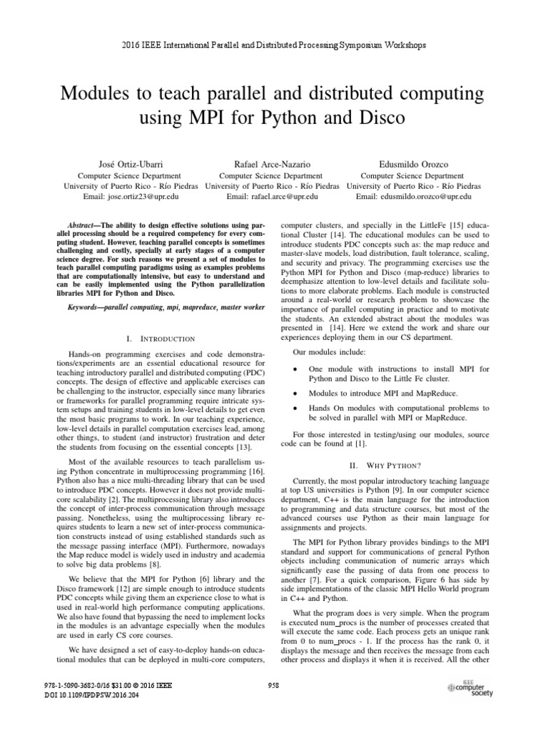 Mpi For Python | PDF | Message Passing Interface | Map Reduce