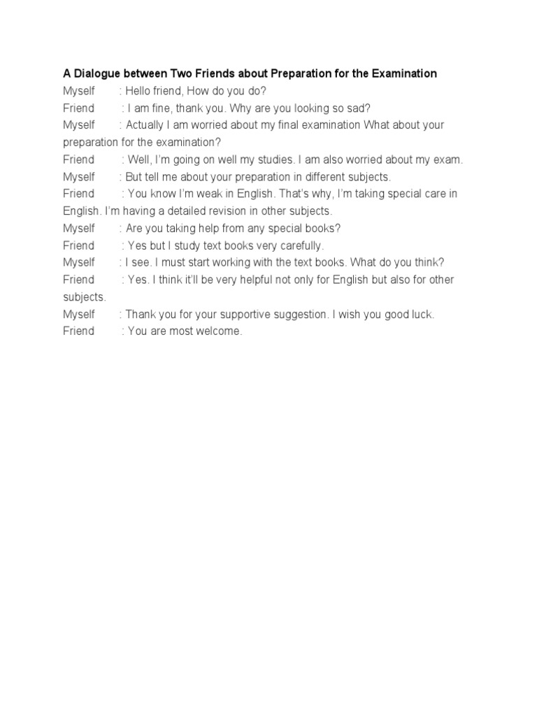 Exam Preparation Dialogue Between Friends | PDF